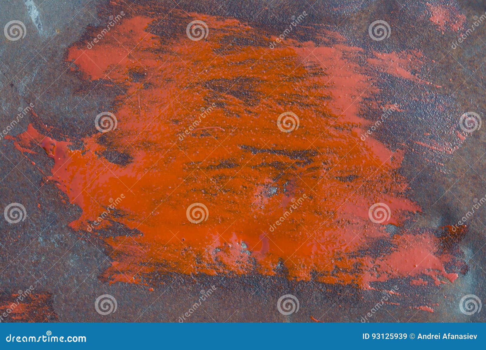 A Spot of Red Paint on Rusty Sheet of Iron Stock Image - Image of ...