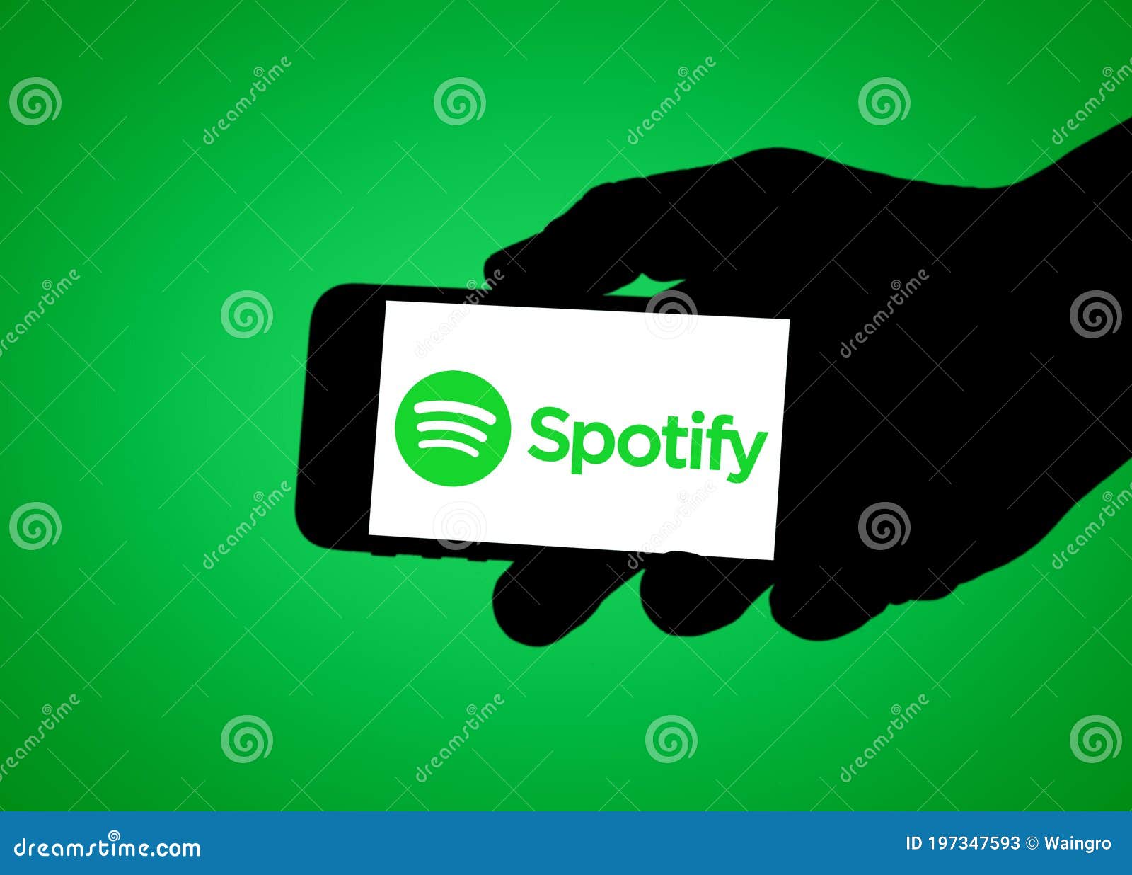 Spotify Logo On Laptop Screen 3d Rendering. Technology Device Computer ...