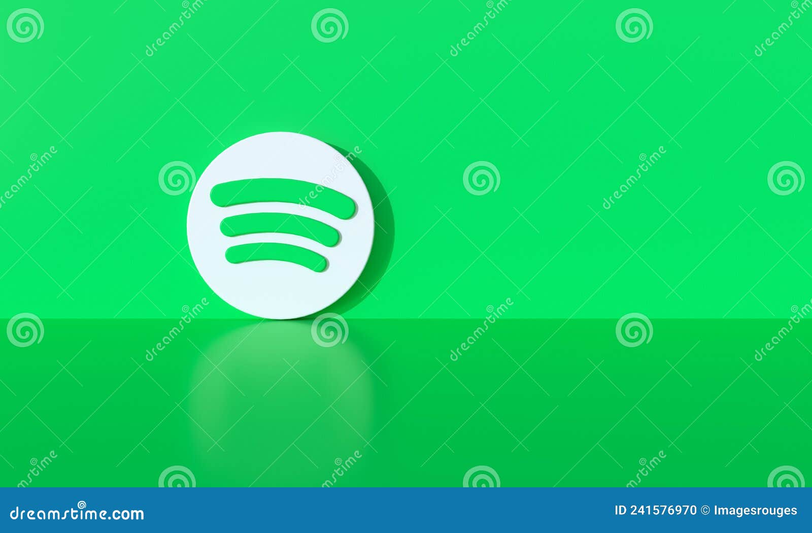 Spotify Logo On Green Wall Background With Hard Shadow And Space For ...