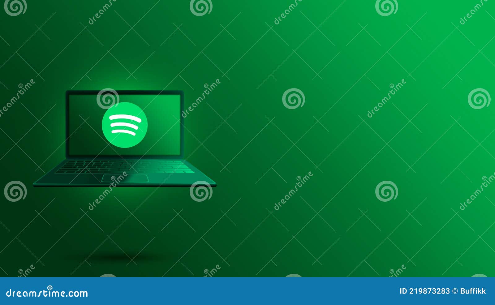 Spotify Logo On Laptop Screen 3d Rendering. Technology Device Computer ...