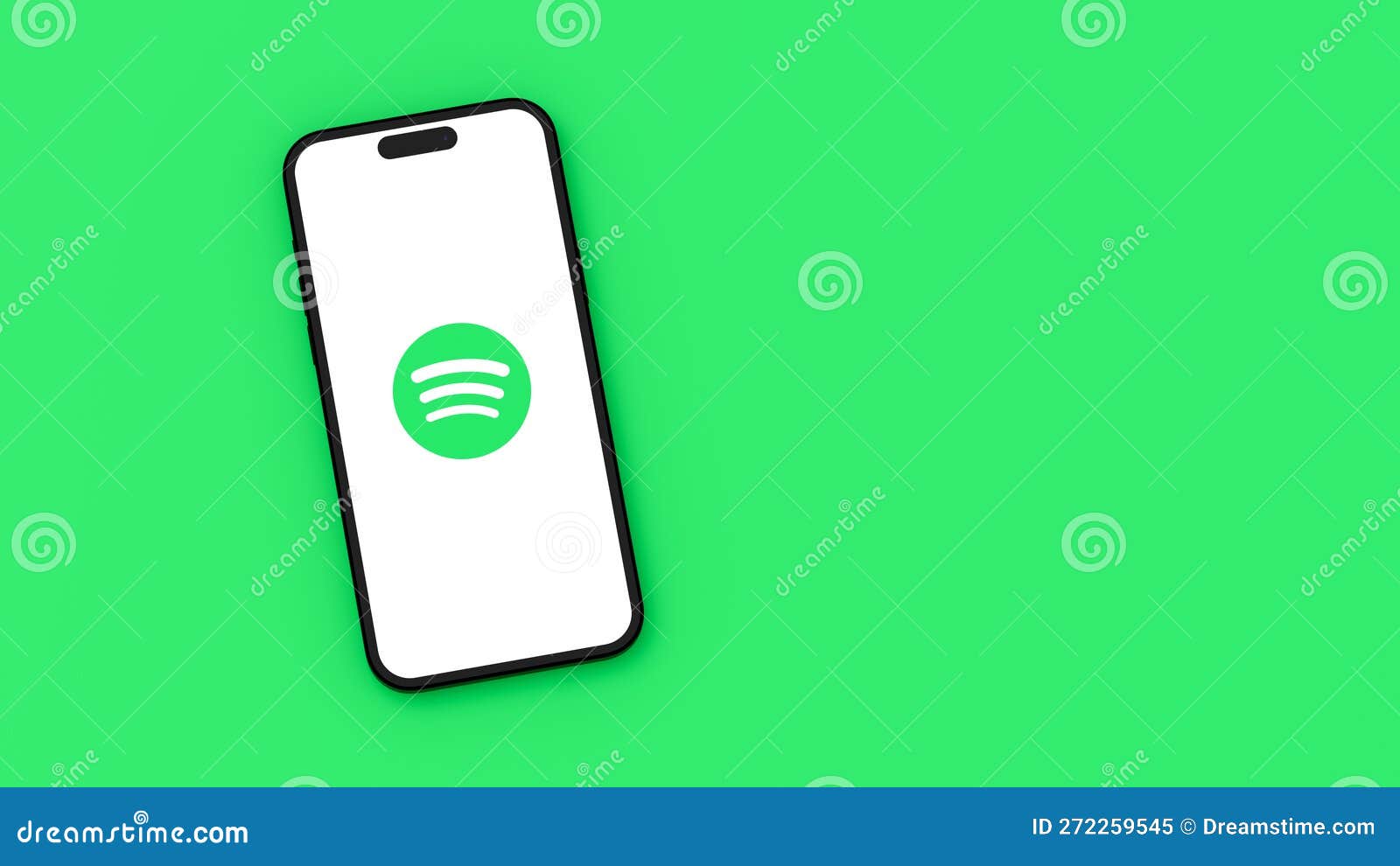 Spotify Logo on Mobile Phone Screen on Green Background with Copy Space ...