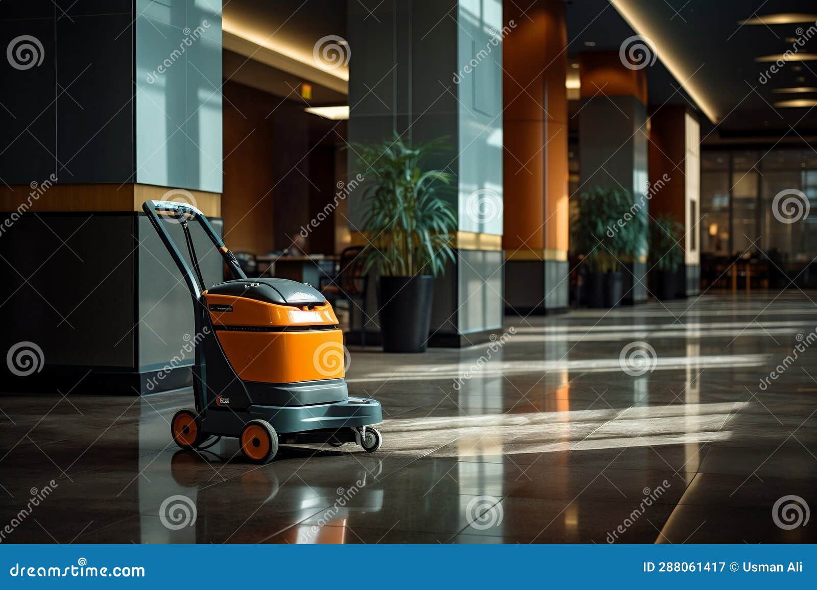 Spotless Office Lobby with Cleaning Machine. AI Stock Image - Image of ...