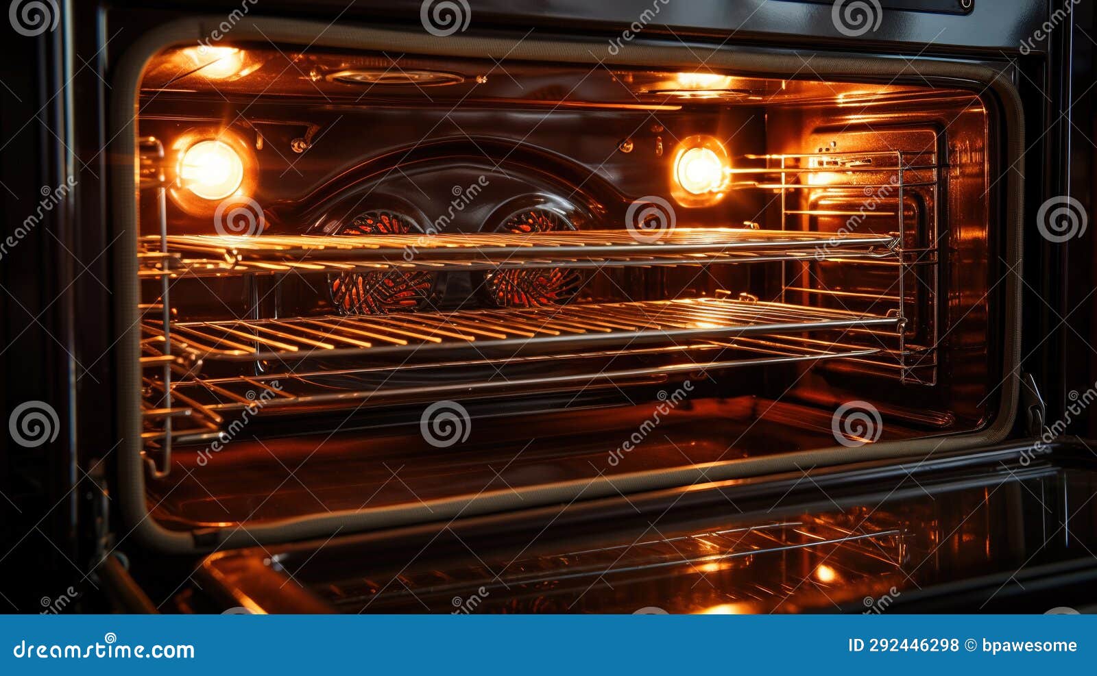 Spotless Oven Interior, Pristine Empty Oven Interior with Bright Light ...