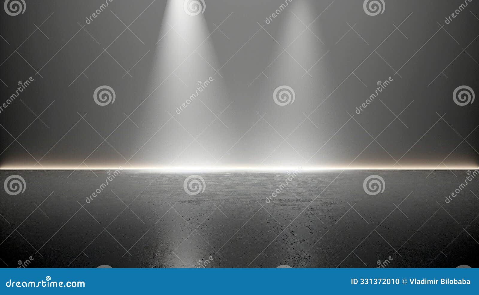 Dimly Lit Empty Stage with Spotlight Beams Directed at the Floor in a ...