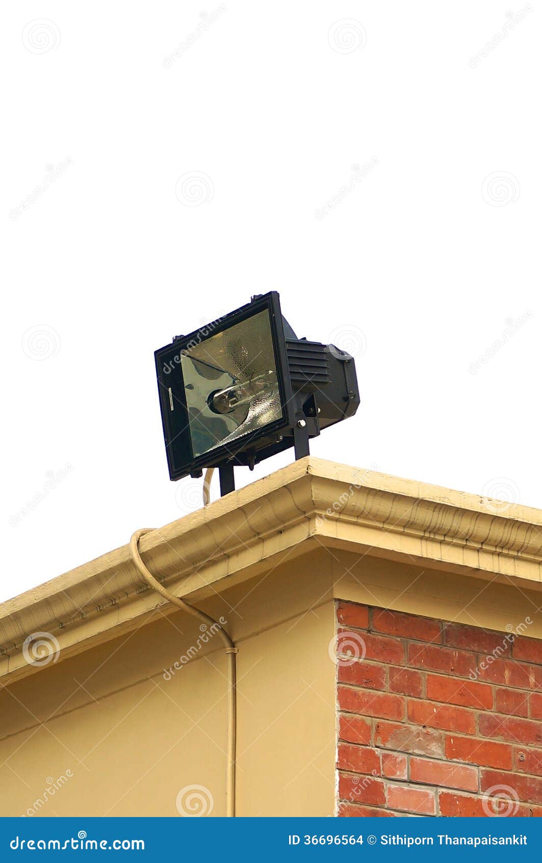 Spotlight on building stock photo. Image of yellow, lamp - 36696564