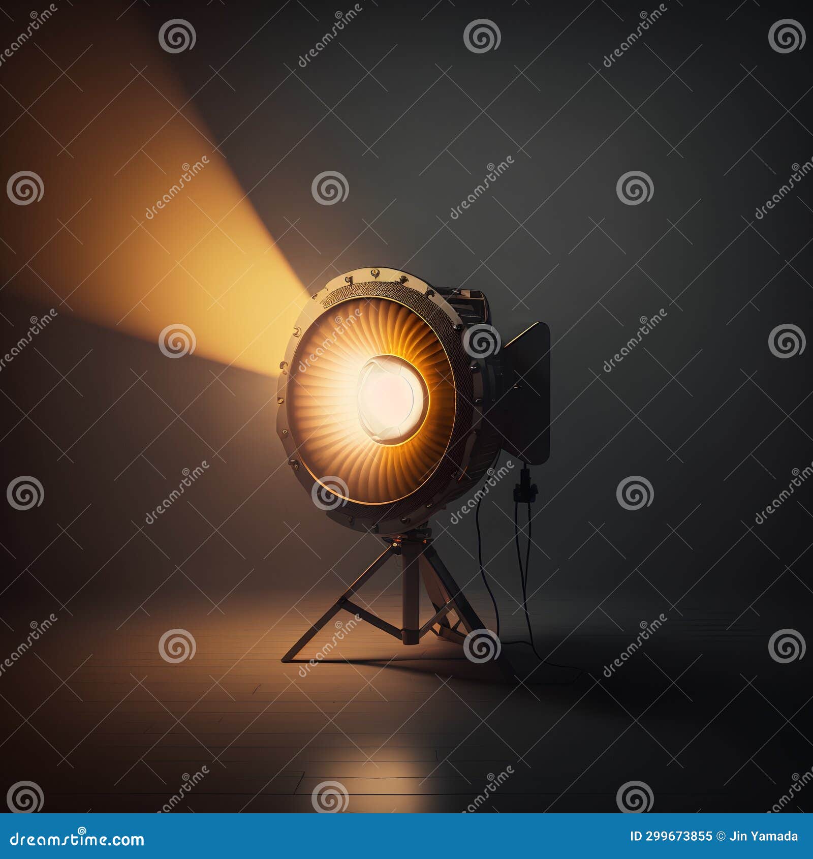 Spotlight in Dark Room with Spotlights. 3D Rendering Stock Illustration ...