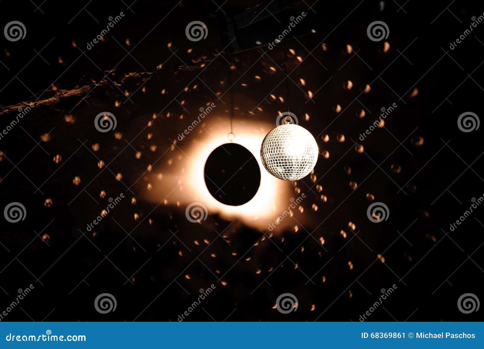 Spotlight on disco ball stock image. Image of rotating - 68369861