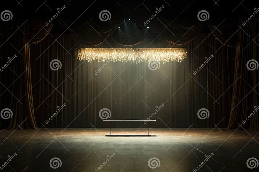 Spotlight on Empty Stage with Ballet Barre Stock Photo - Image of empty ...
