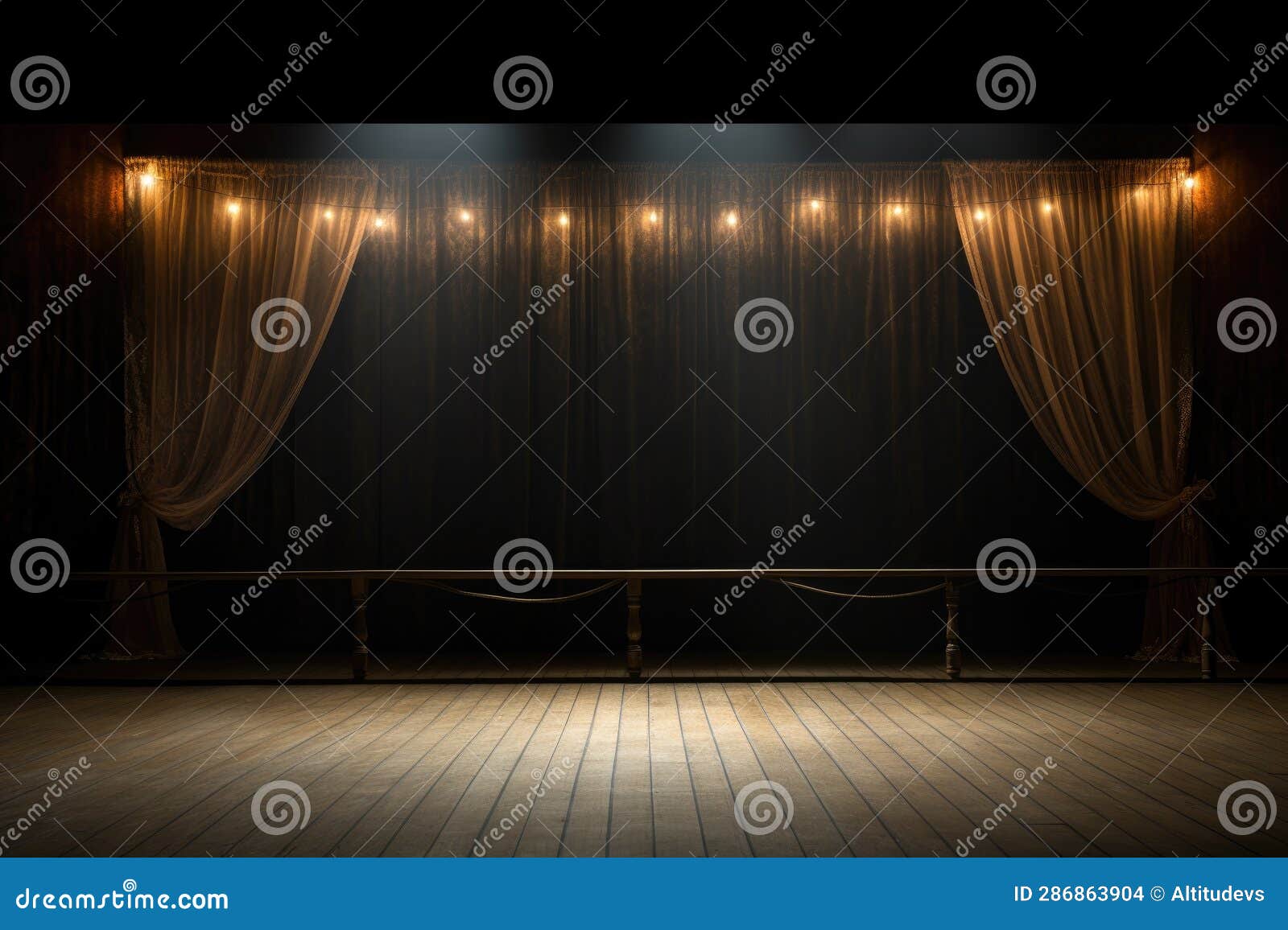 Spotlight on Empty Stage with Ballet Barre Stock Illustration ...