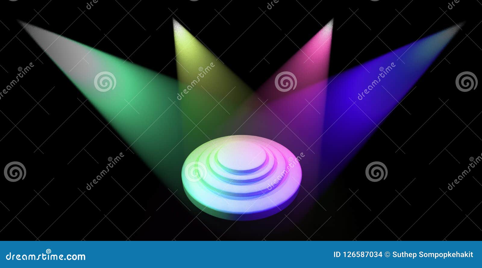 Spotlight, Few Points of Light on Stage, 3D Rendering Stock ...