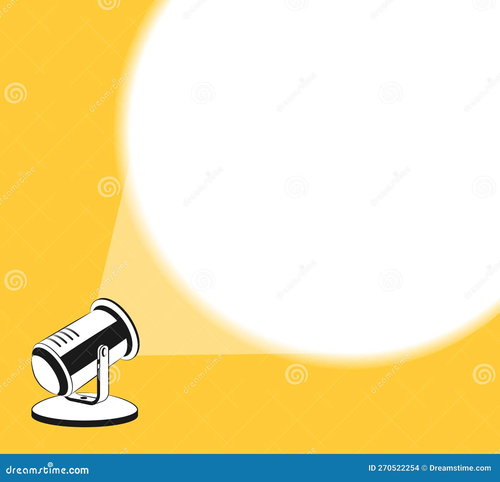 Spotlight is Glowing on Wall. Spotlight Icon with Light Scattered Rays ...