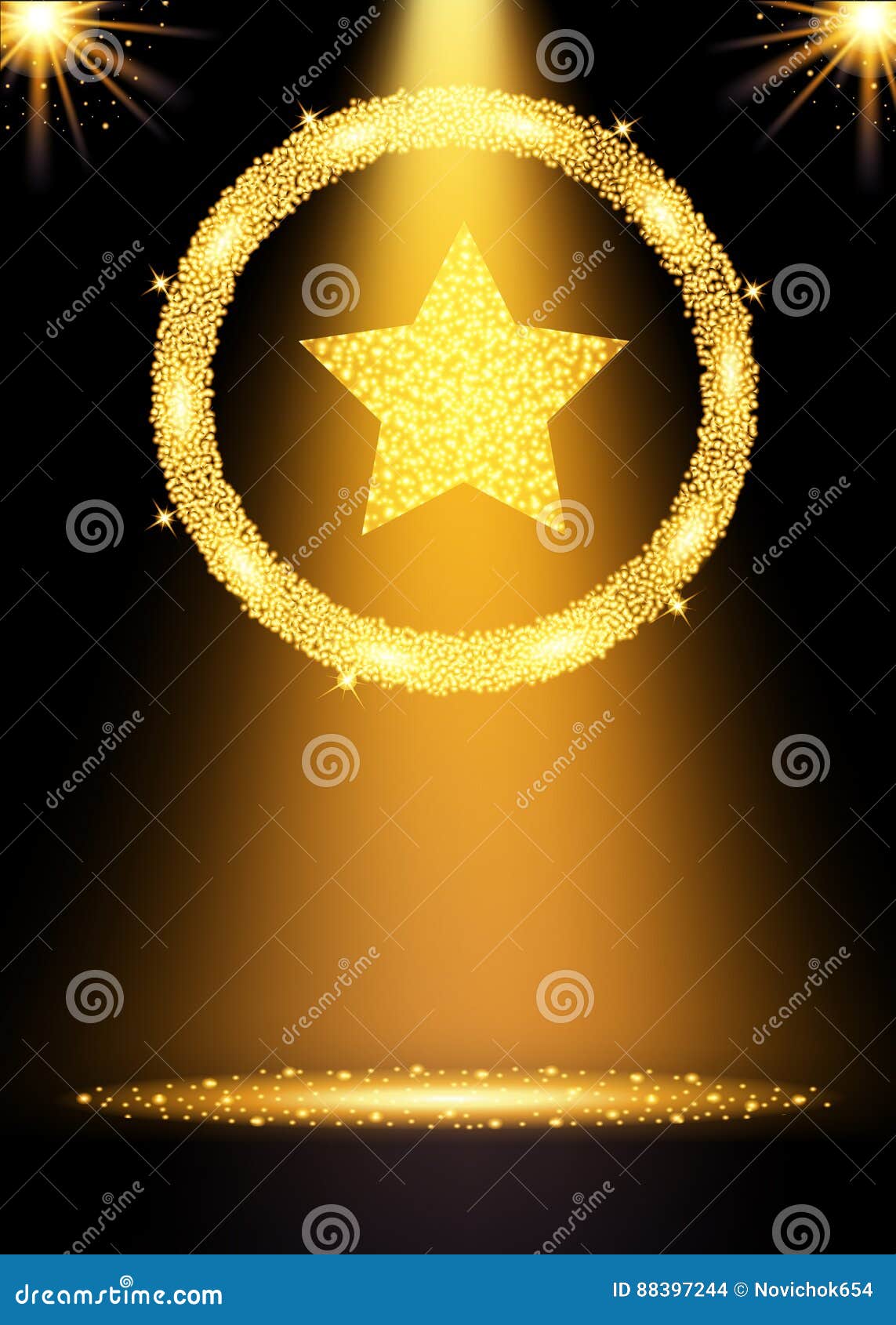 Spotlight Gold Background. Winner Concept with Star Stock Vector ...
