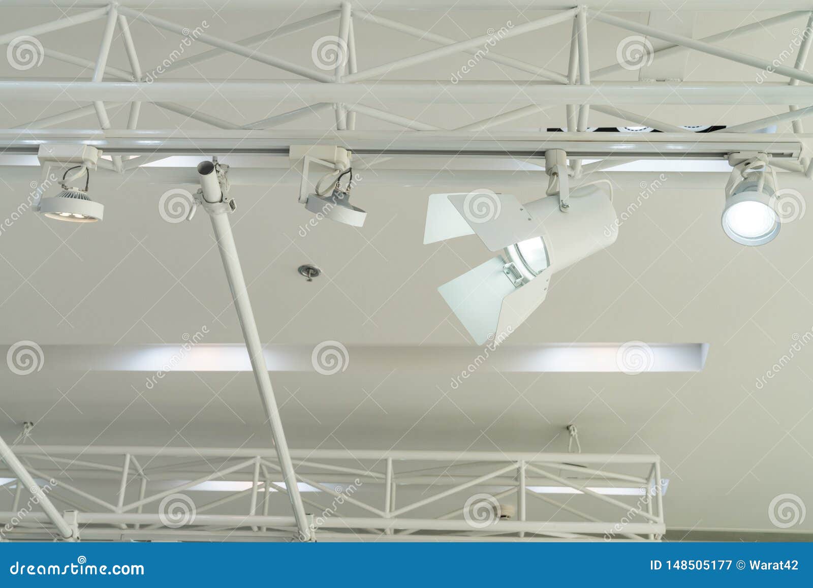 Spotlight Hanging on the White Ceiling Stock Image - Image of modern ...