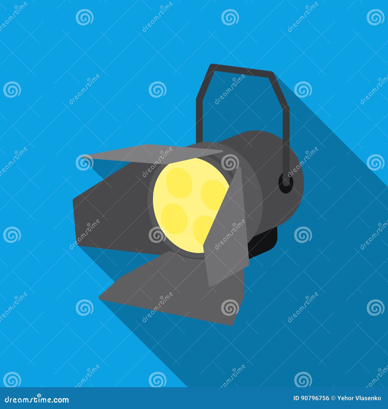 Spotlight Icon in Flat Style Isolated on White Background. Light Source ...