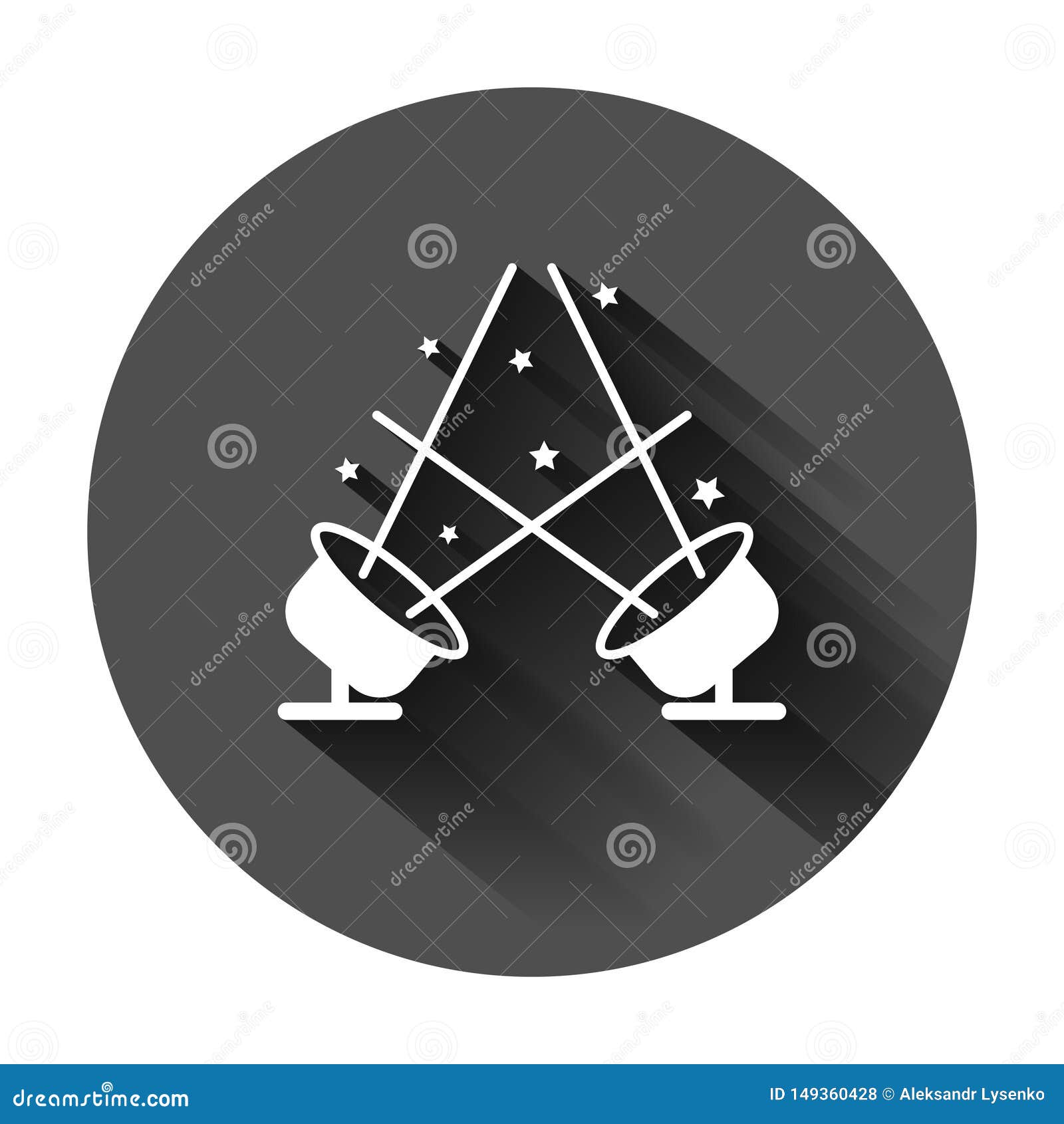 Spotlight Icon in Flat Style. Lamp Vector Illustration on Black Round ...
