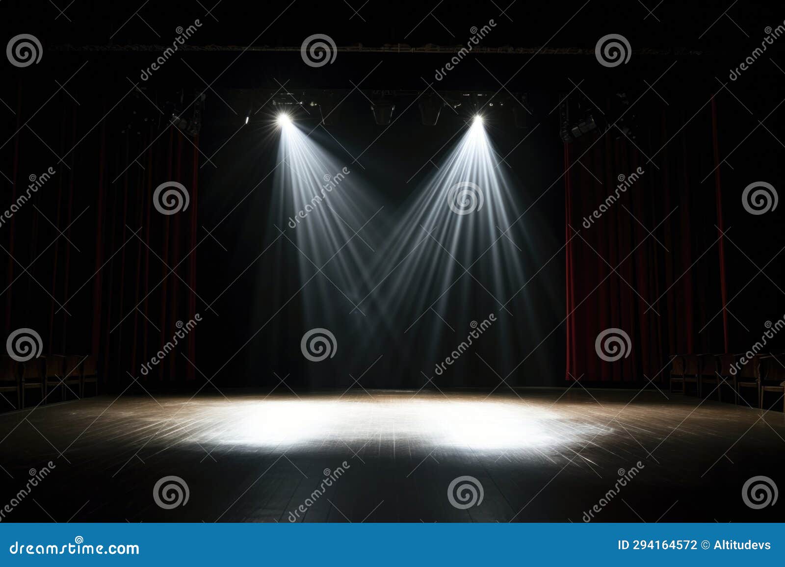 A Spotlight Illuminating an Empty Theater Stage Stock Illustration ...