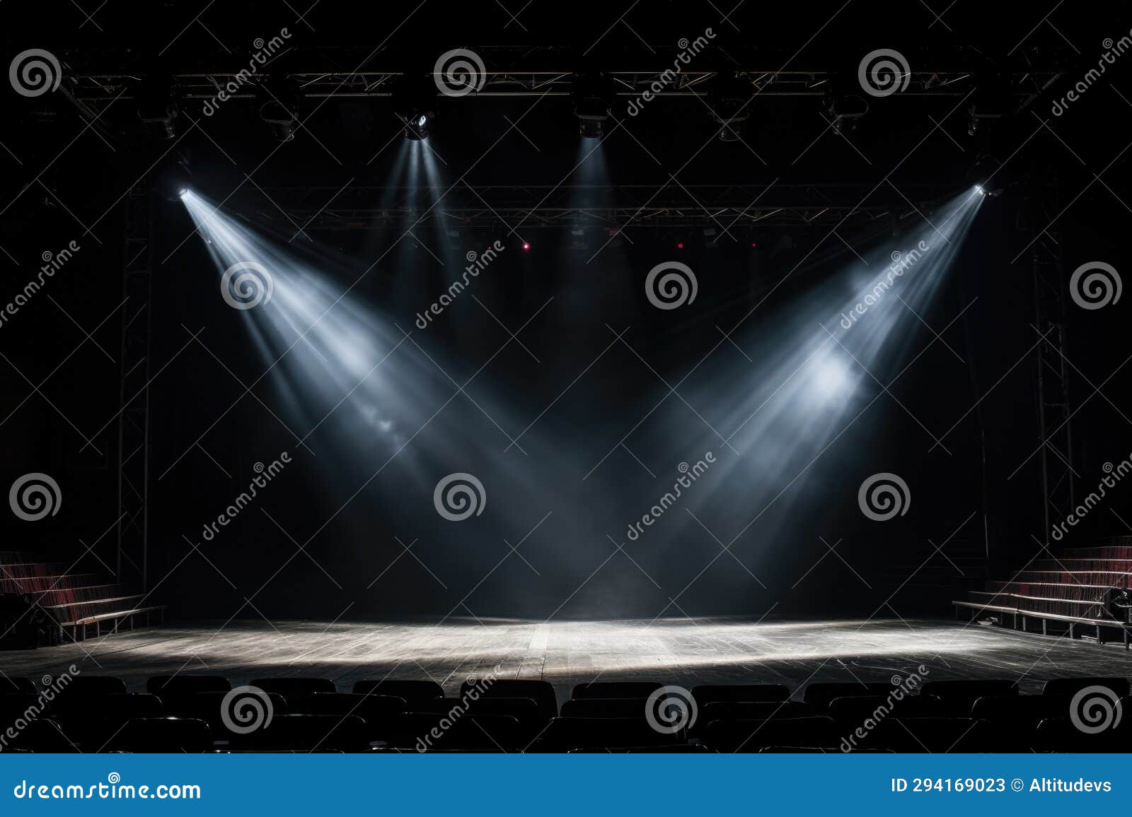 A Spotlight Illuminating a Part of an Empty, Dark Stage Stock Image ...