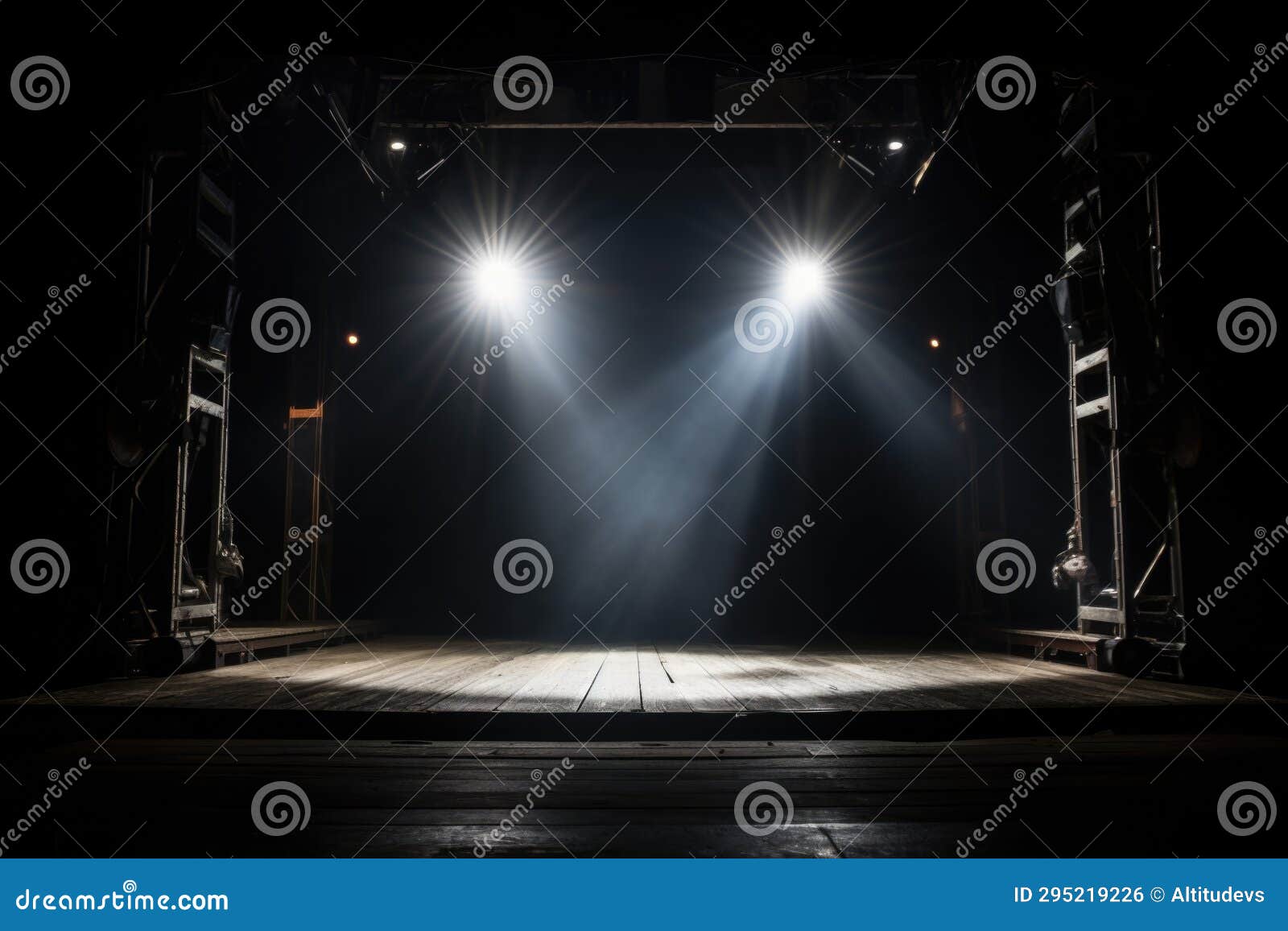 A Spotlight Illuminating a Part of an Empty, Dark Stage Stock Photo ...