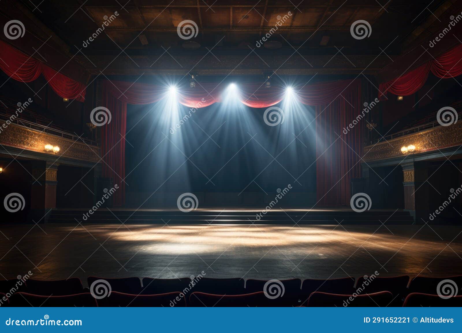 Spotlight Illuminating a Silent, Empty Theater Stage Stock Image ...