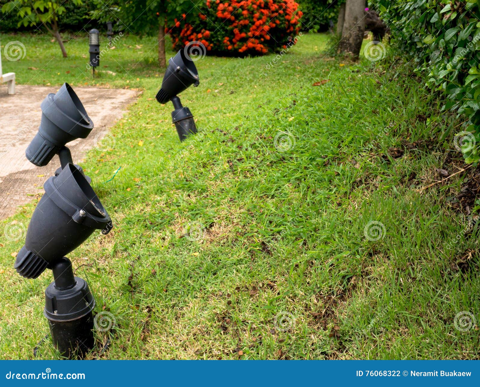 3 Spotlight Located on the Ground. Stock Photo - Image of shine, beam ...