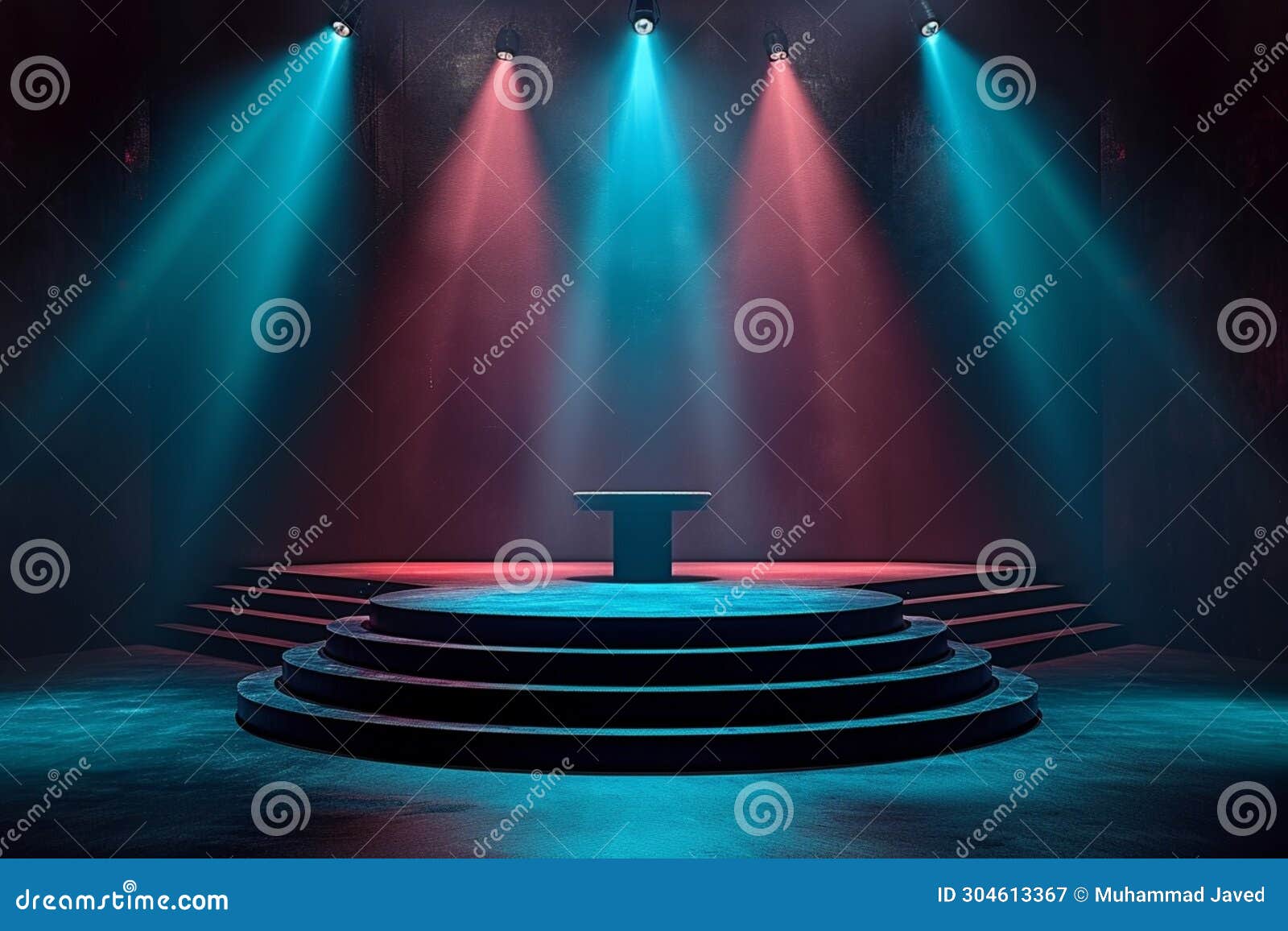 Spotlight Moment Empty Pedestal on Stage Podium, Lit by Spotlights ... Spotlight Moment Empty Pedestal on Stage Podium, Lit by Spotlights ...