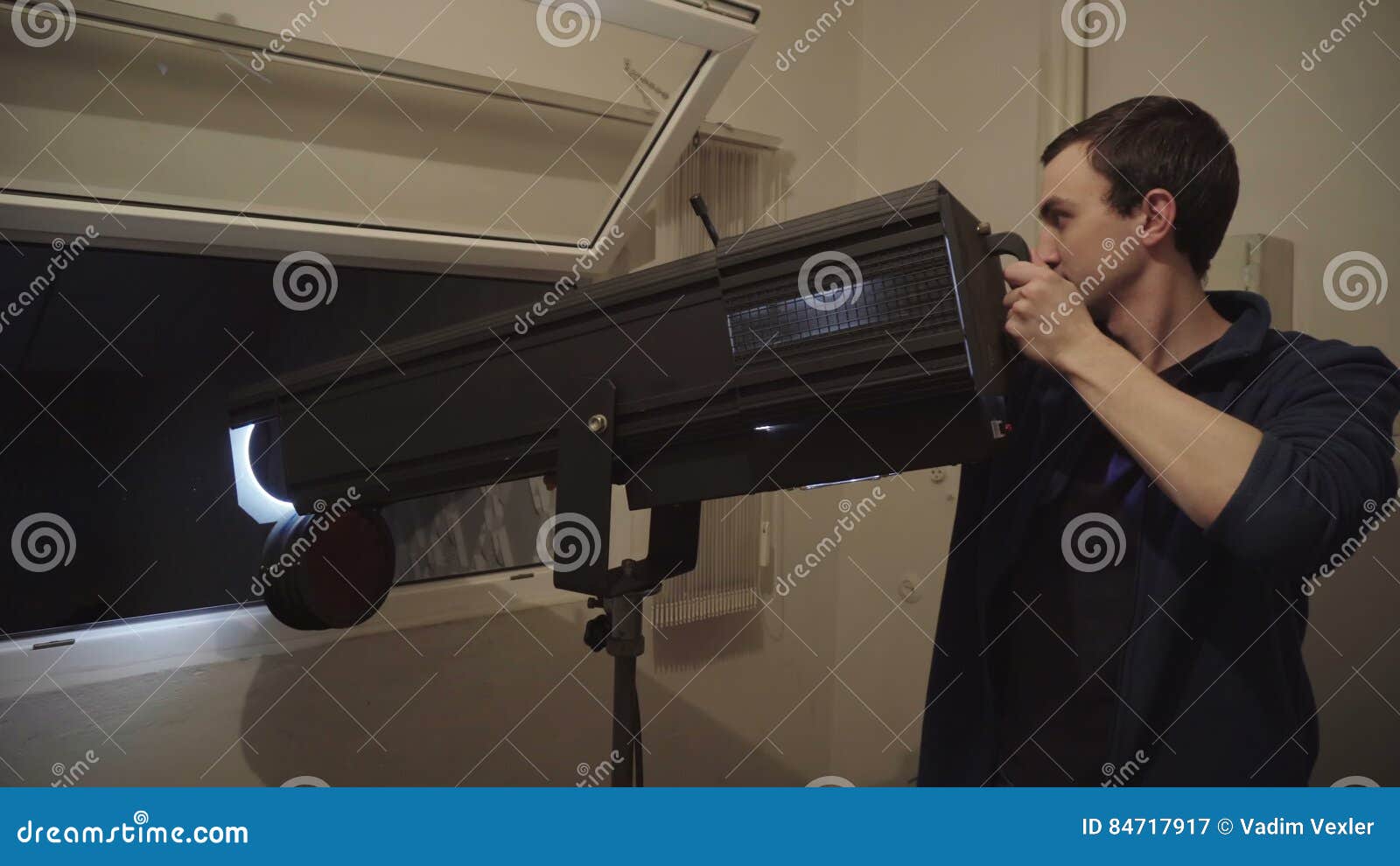 Spotlight Operator Tracks Actors Around the Stage Stock Video - Video ...