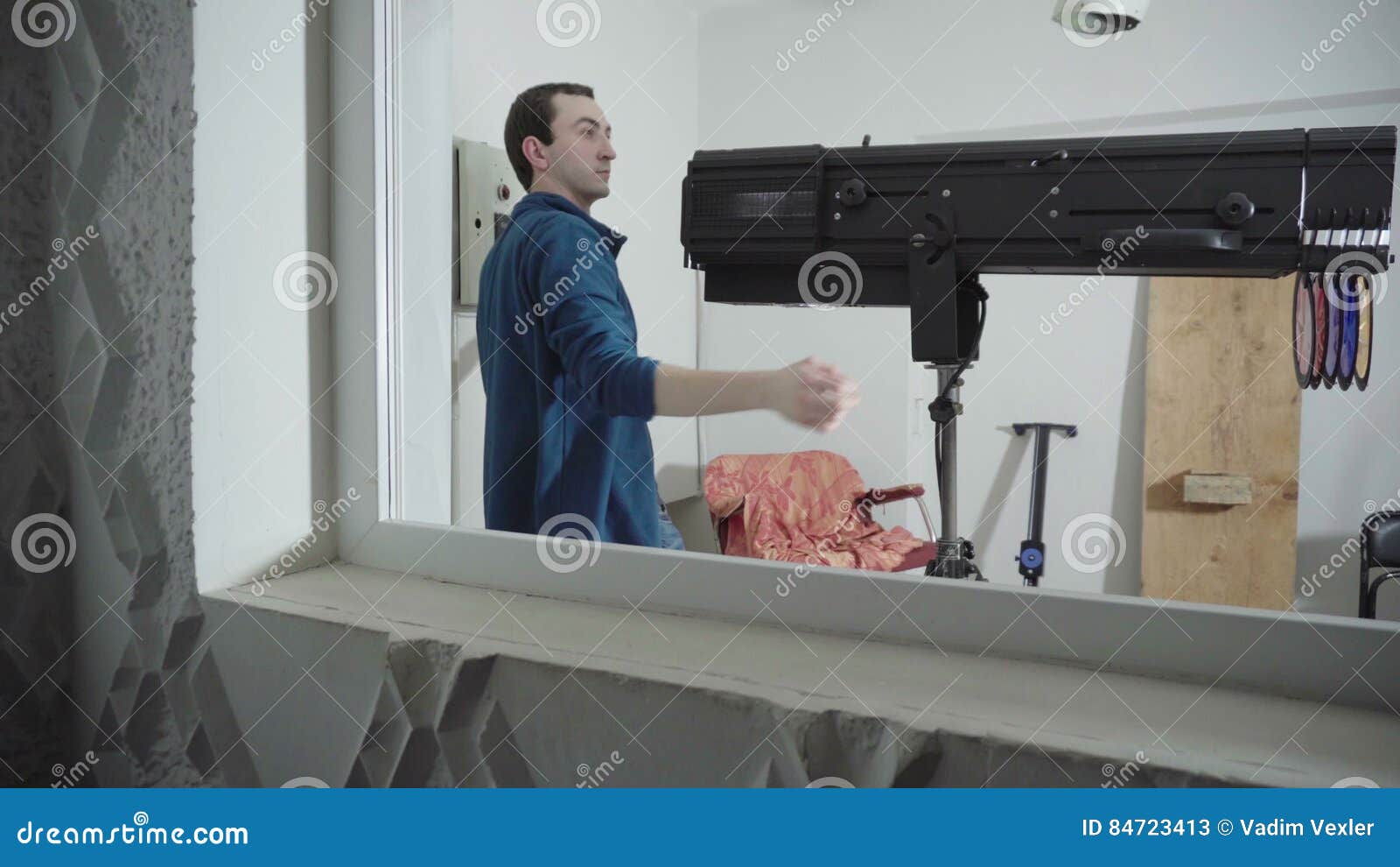 Spotlight Operator Tracks Actors Around the Stage Stock Video - Video ...