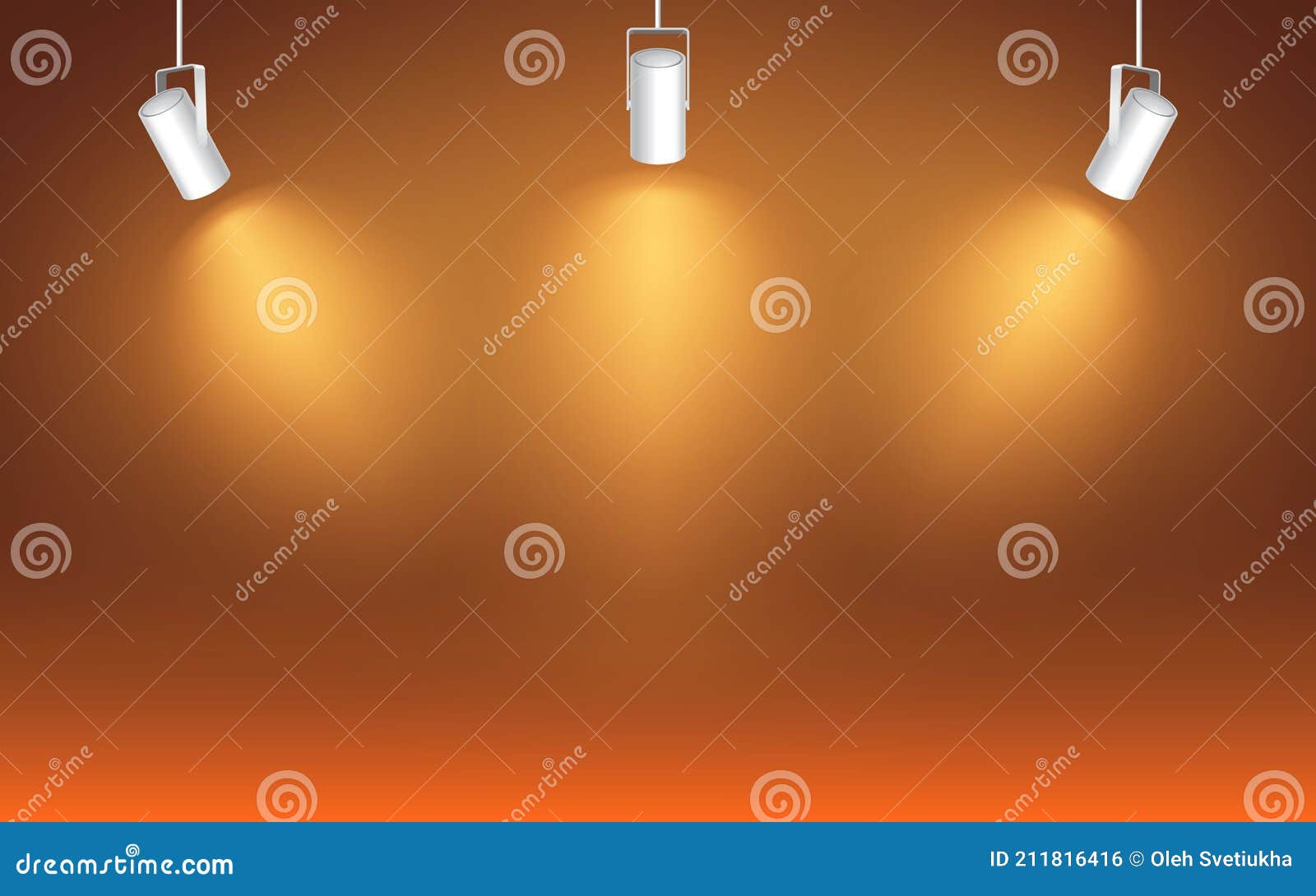 Spotlight On Orange Bakground. Light Effect. Bright Light Beam. Vector ...