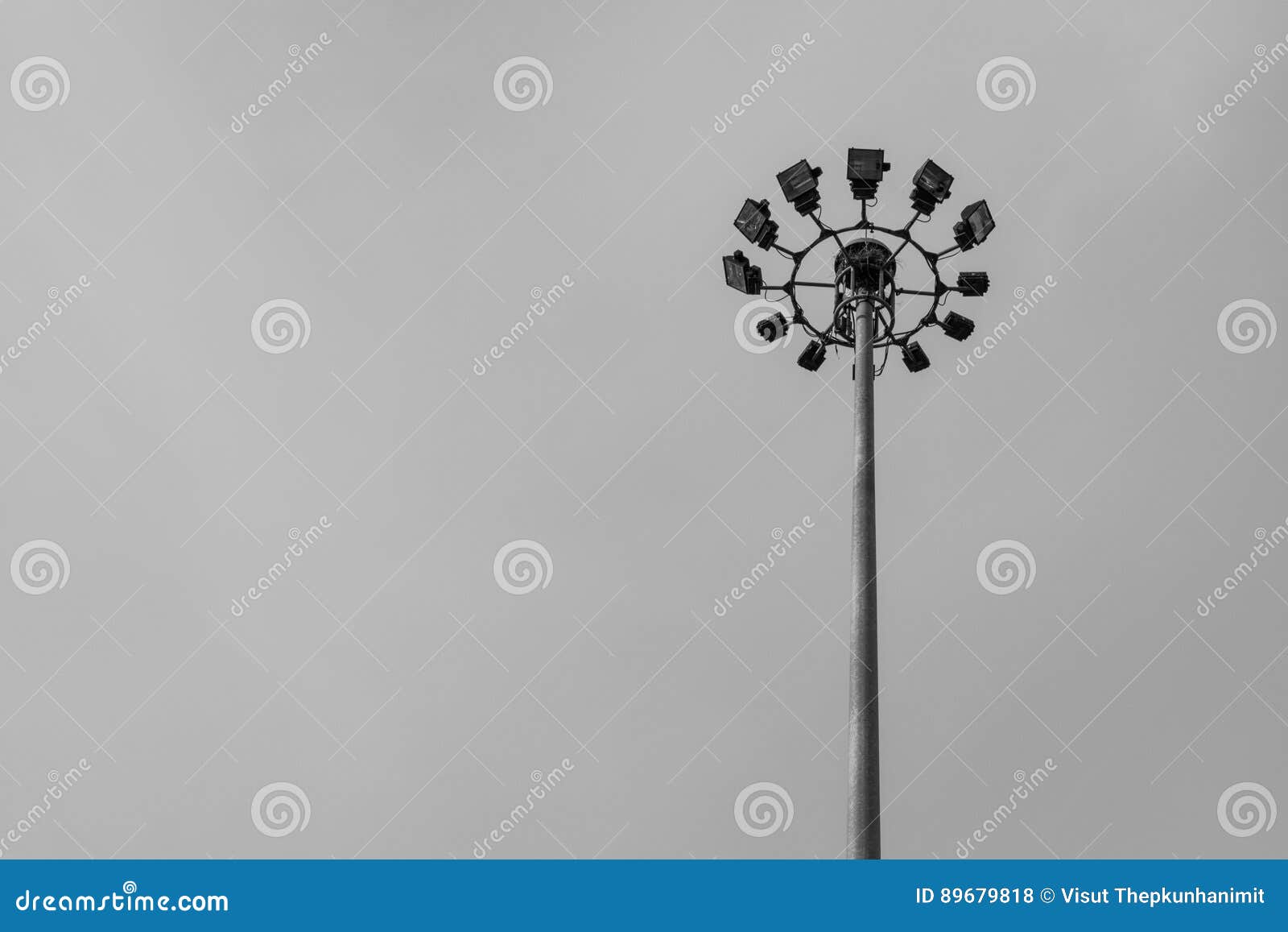 Spotlight pole. stock photo. Image of metal, architecture - 89679818