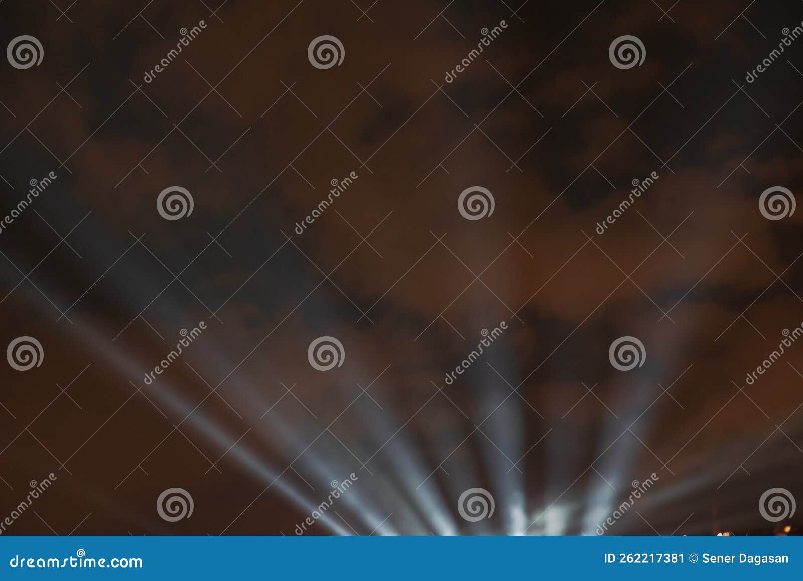 Spotlight Rays with Cloudy Sky at Night. Stock Image - Image of spot ...