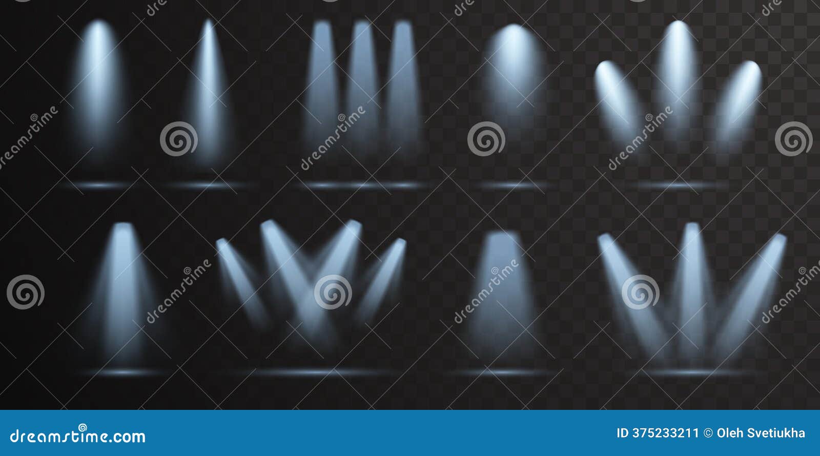 Spotlight Set Collection On Transparent Bakground. Light Effect. Bright ...