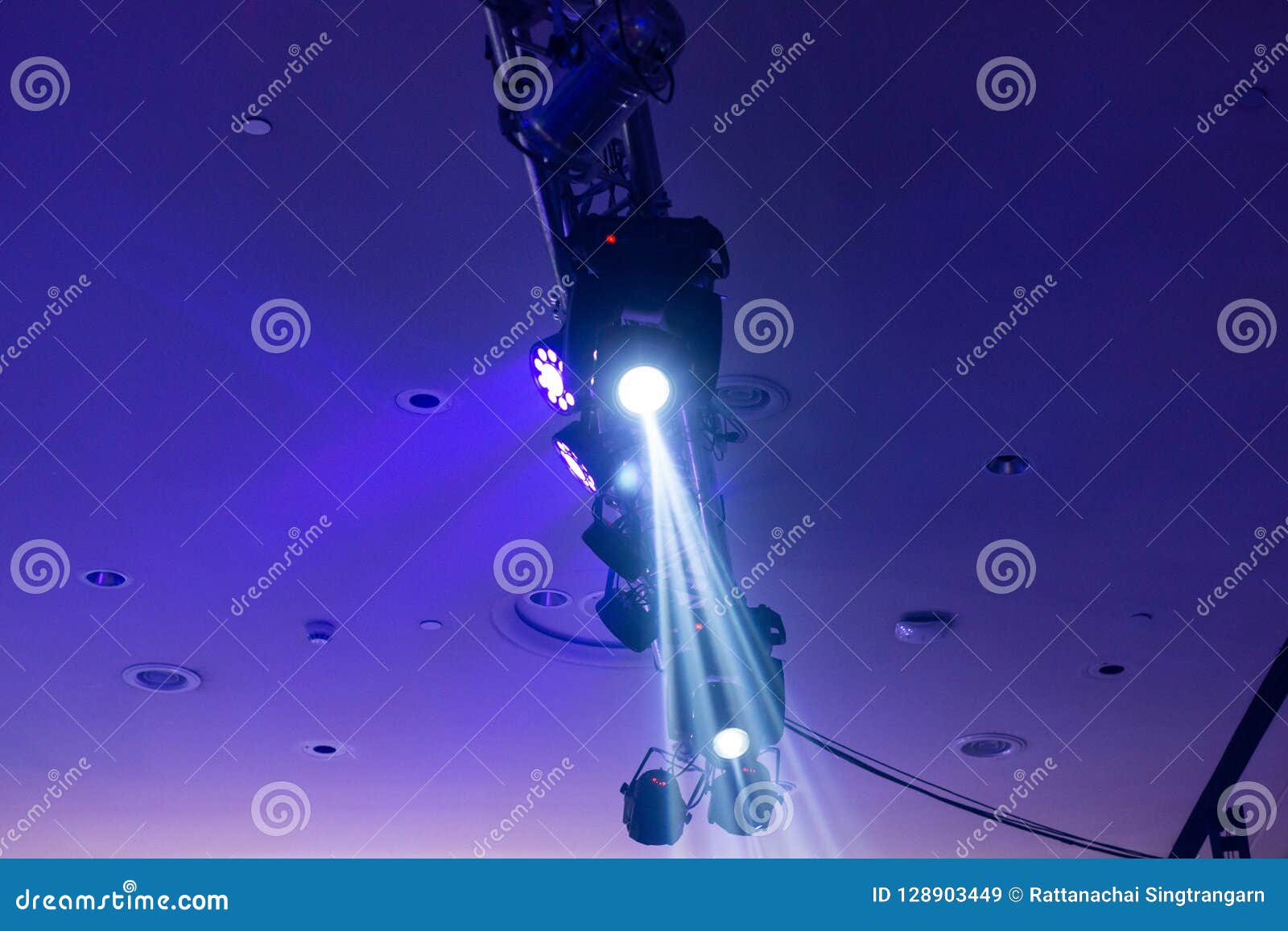 Spotlight . Set of Hanging Light . Project Beam Glowing Light Stock ...