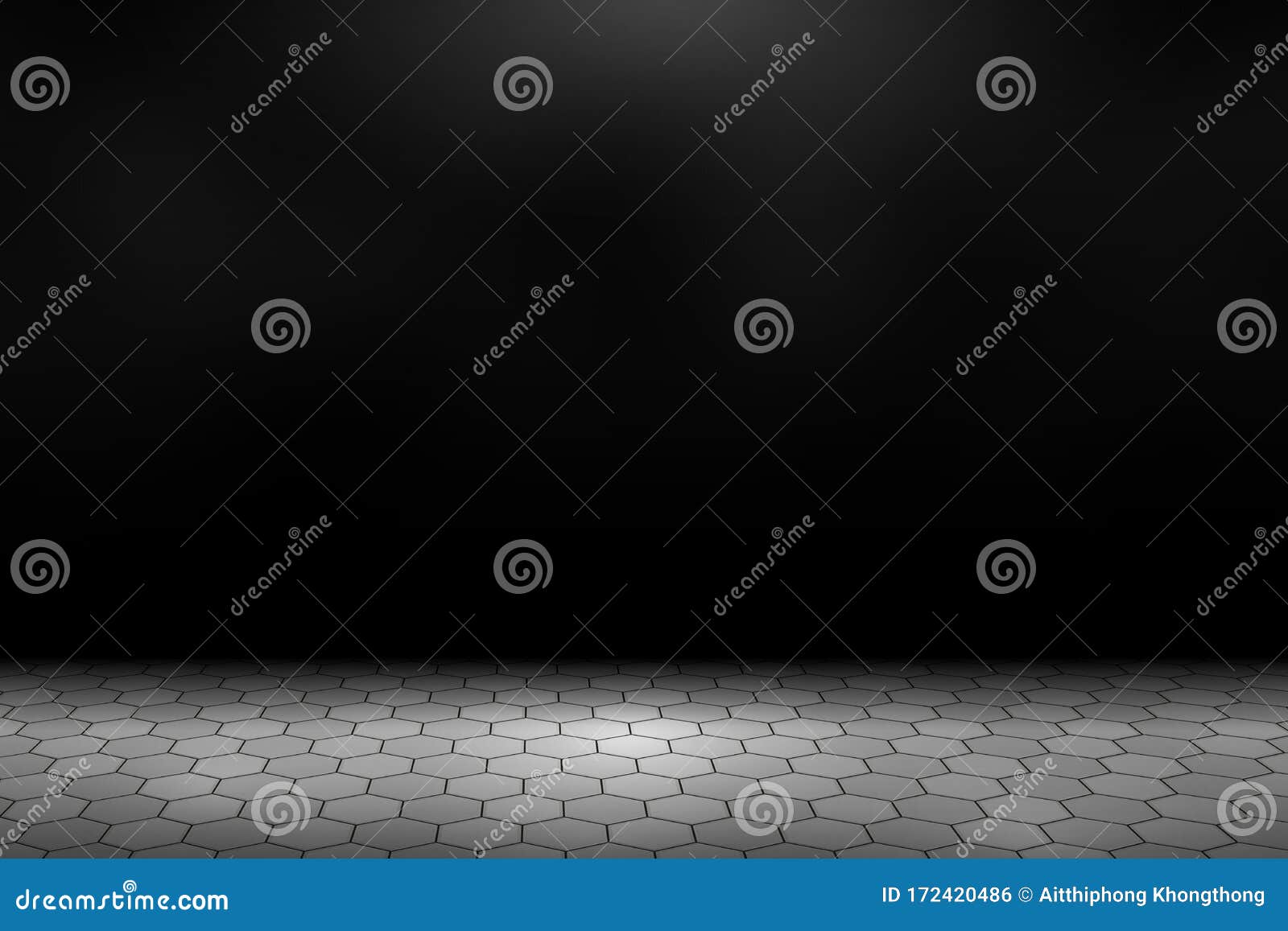 Spotlight Shining Down on Gray Concrete Hexagonal Paver Blocks in Dark ...