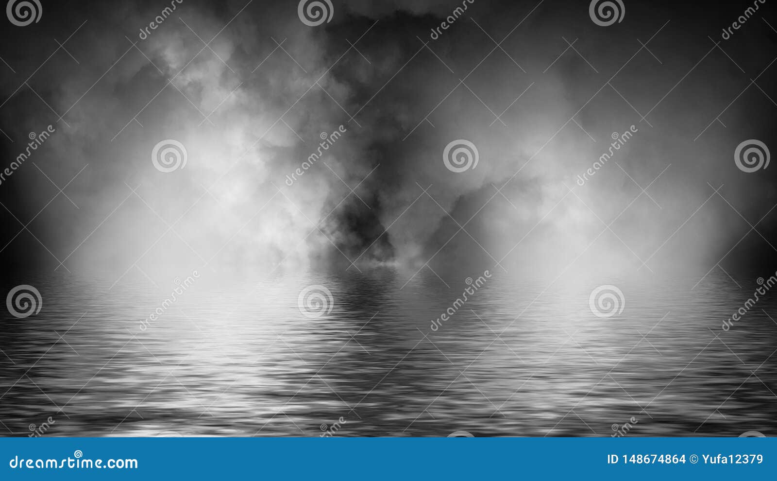 Spotlight Smoke with Reflection in Water. Mistery Fog Texture ...