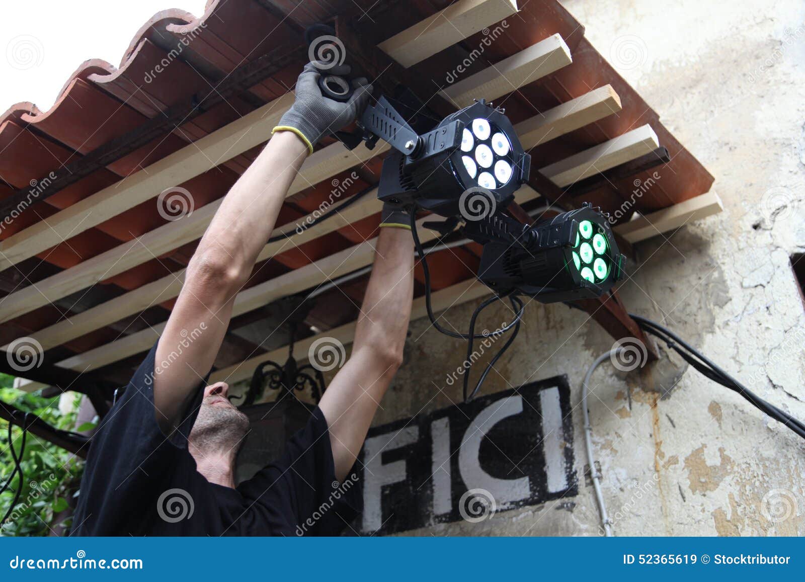 Spotlight stock image. Image of effects, equipment, black - 52365619
