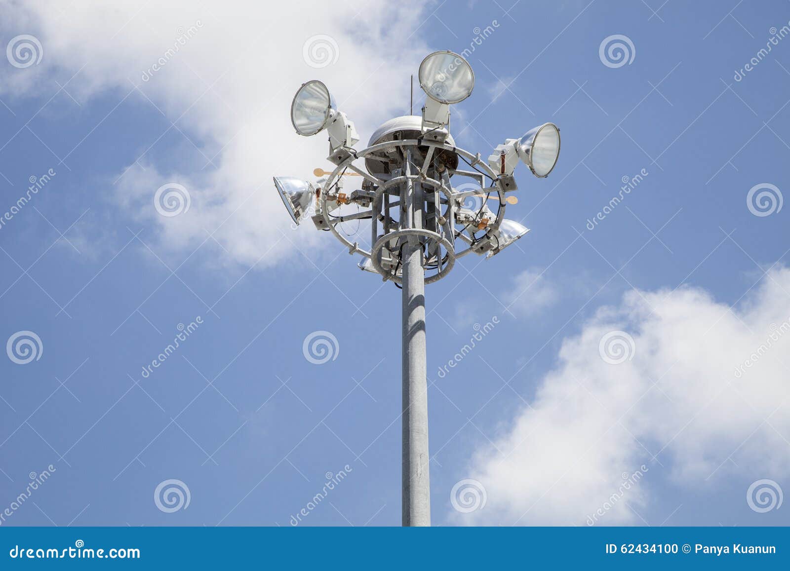 Spotlight Tower on Blue Sky and Cloud.. Stock Photo - Image of pattern ...
