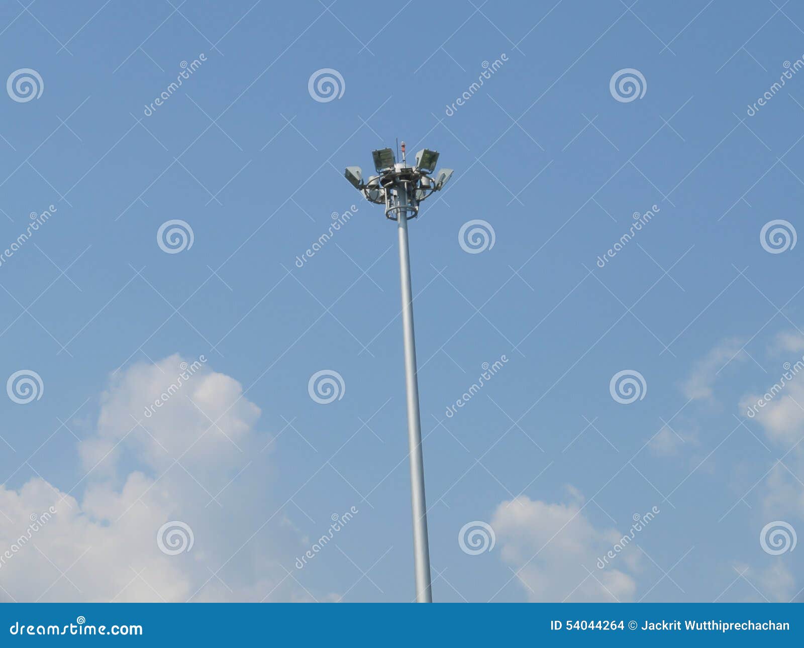 Spotlight Tower on Clear Blue Sky Stock Photo - Image of electricity ...
