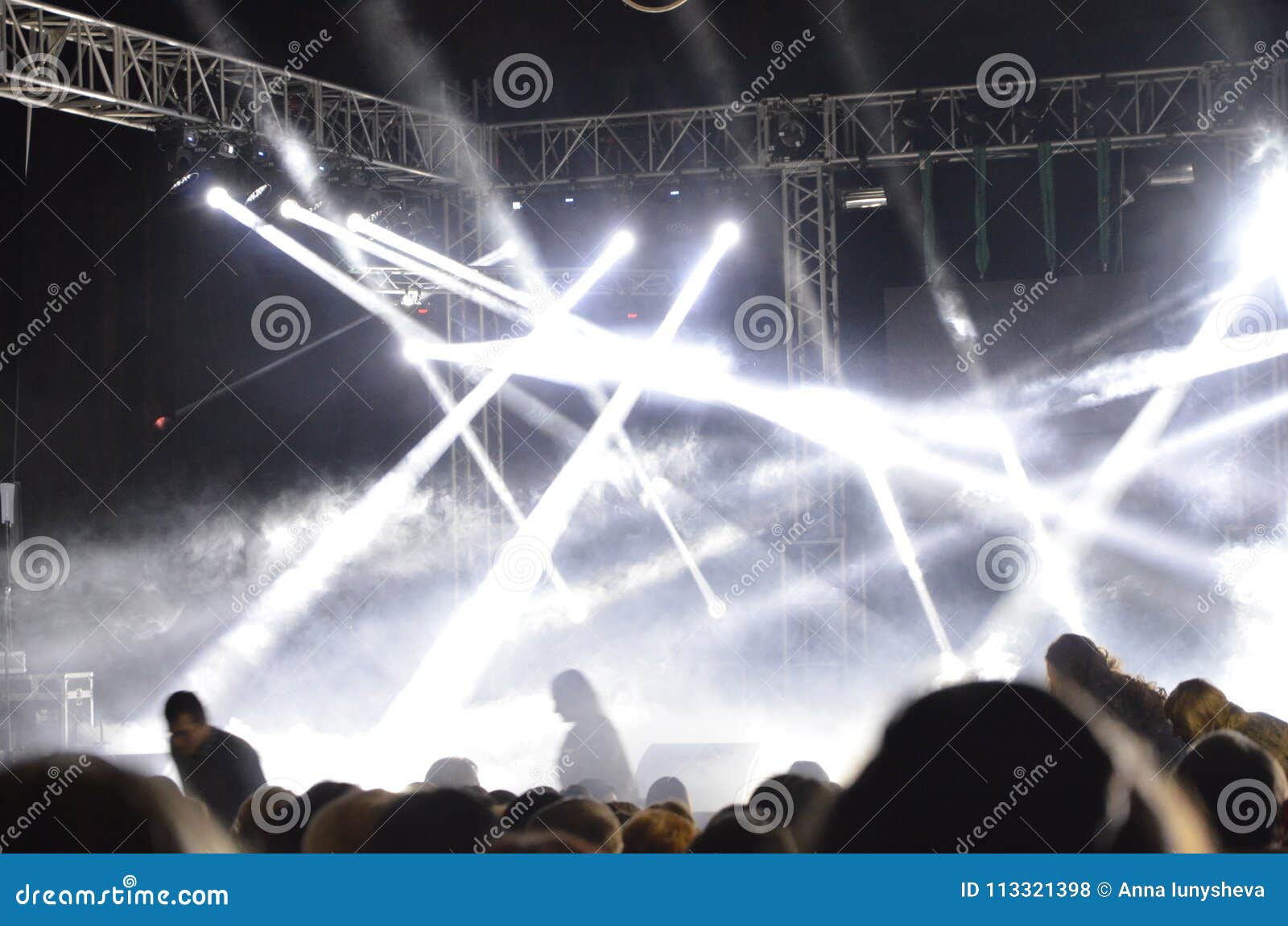 The Spotlights Aimed at the Stage during the Performance. Stock Photo ...