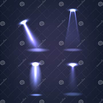 Spotlights Beams Realistic 3d Vector Set. Focus Light Highlight ...