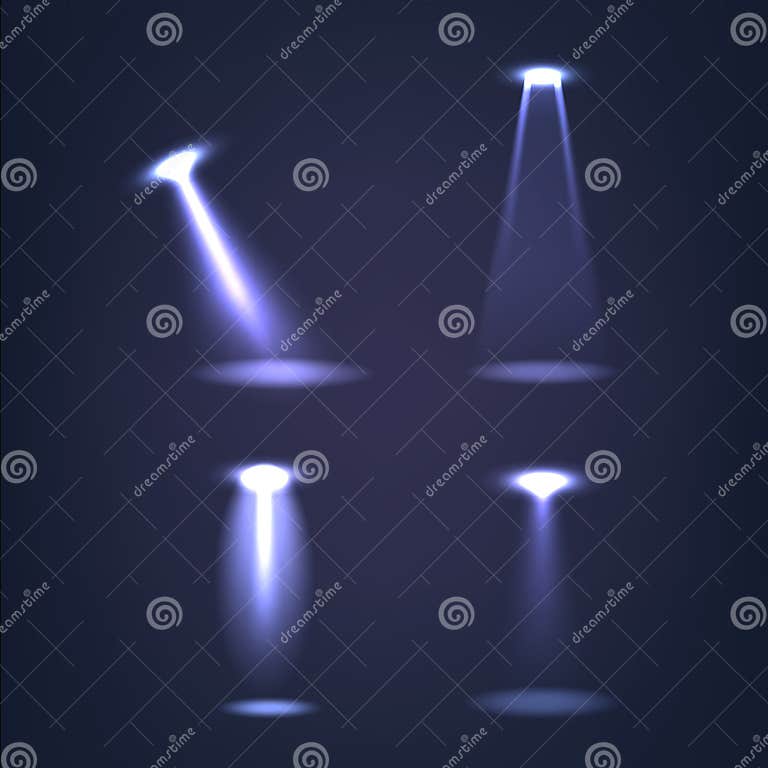 Spotlights Beams Realistic 3d Vector Set. Focus Light Highlight ...