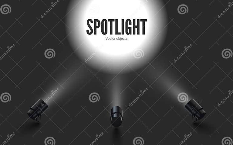 Spotlights with Bright White Light Shining. Collections Projectors with ...