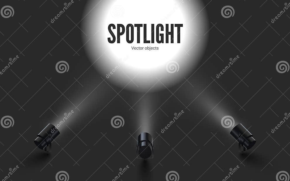 Spotlights with Bright White Light Shining. Collections Projectors with ...