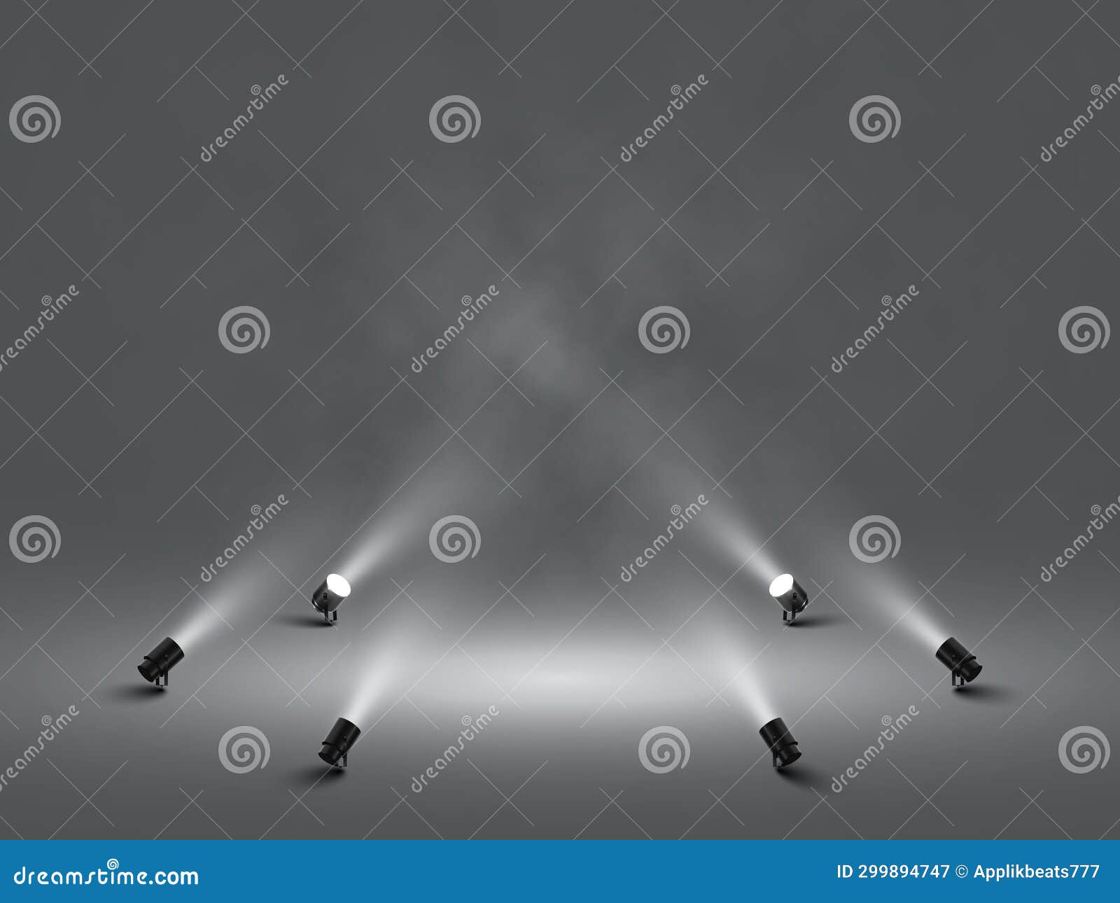 Spotlights with Bright White Light Shining Stage. Illuminated Effect ...