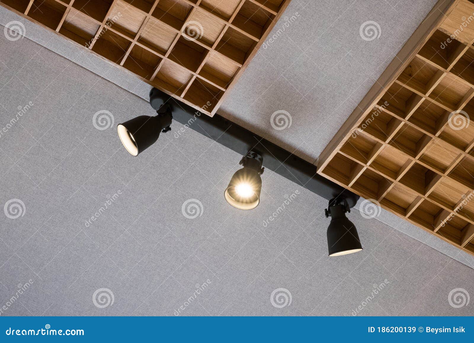 Spotlights and Acoustic Ceiling Diffusers Stock Image - Image of studio ...