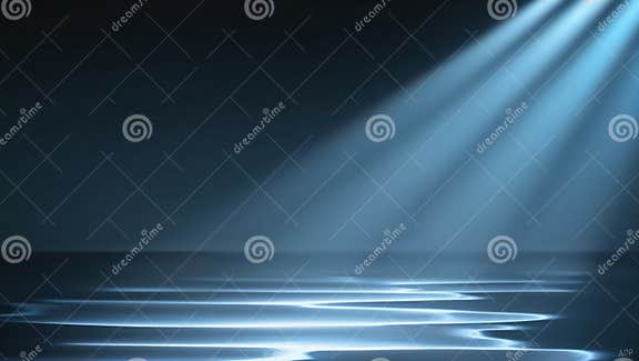 Spotlights Create Dramatic Effect on Water Surface Reflections Stock ...