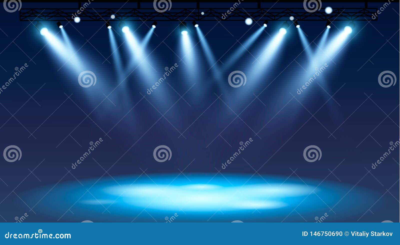 Spotlights & Empty Scene. Illuminated Design. Vector Illustration. Eps ...