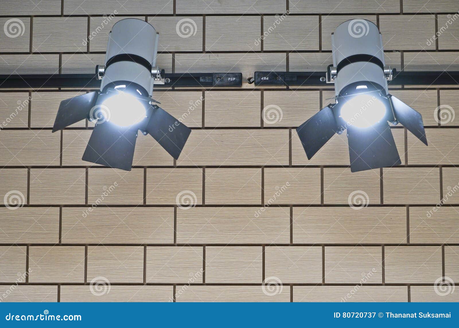 Spotlights on the wall. stock image. Image of spot, emblem - 80720737
