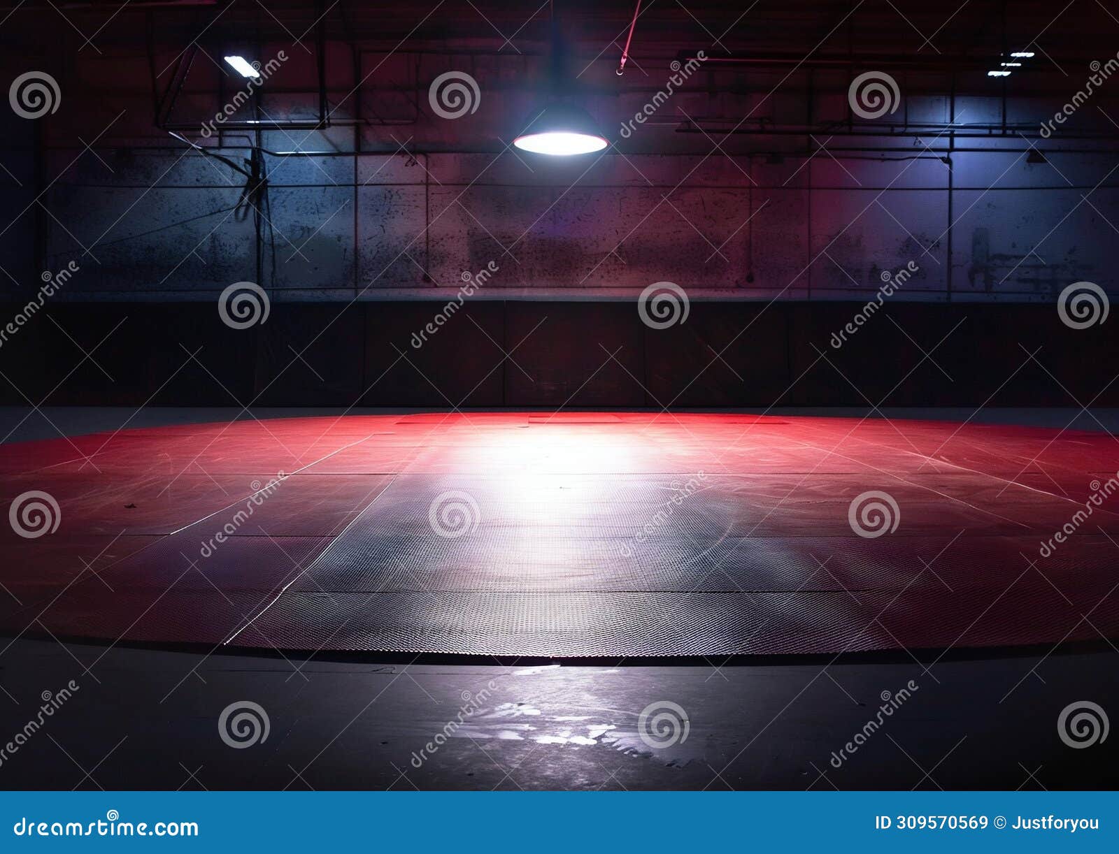 Spotlit Wrestling Mat in an Empty Arena. Generative Ai Stock ...