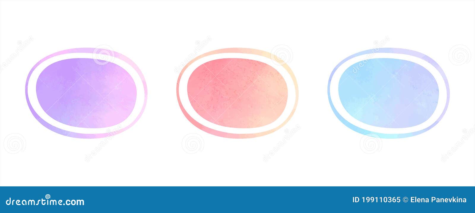 Watercolor Vector Oval Rounded Shapes, Elliptical Fluid Text Frames ...