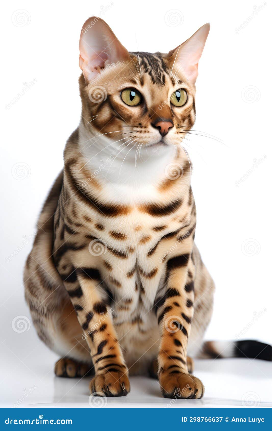 Spotted Bengal Cat on a White Background Stock Illustration ...